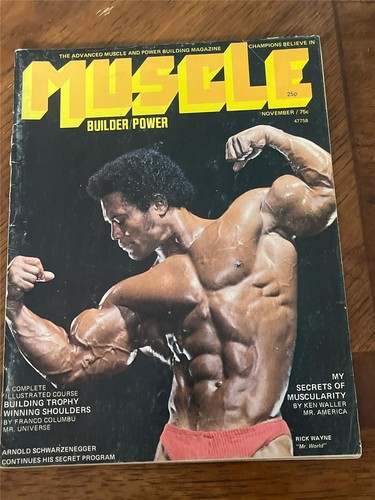 MUSCLE BUILDER bodybuilding magazine RICK WAYNE/Arnold Schwarzenegger ...
