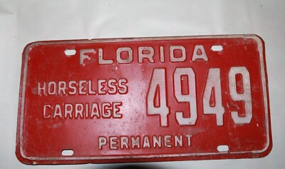 Florida Horseless Carriage 4949 License Plate. Vintage. Permanent. Ford ...
