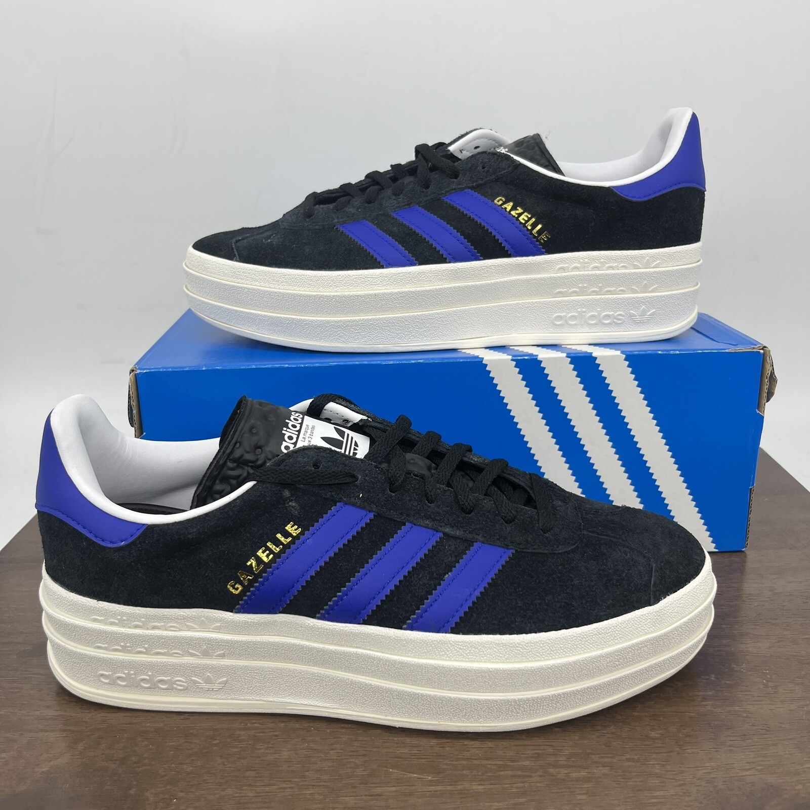 adidas Originals Gazelle Bold W Sz 9.5 Suede Black Blue Women Platform ...