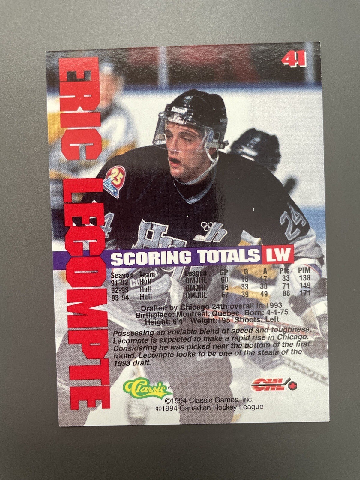 1994-95 Classic - Gold #41 Eric Lecompte (RC) for sale online | eBay