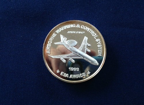 1993 Boeing E3A AWACS Airborne Warning Employees' Coin Club silver ...