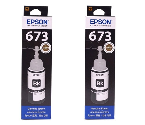 (2 PCS) ORIGINAL EPSON T673 T6731 BLACK PRINTER INK 70ML For L800 ...