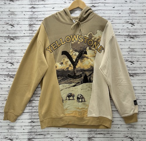 Yellowstone Dutton Ranch Graphic Hoodie Sweatshirt Men's Large Biege ...