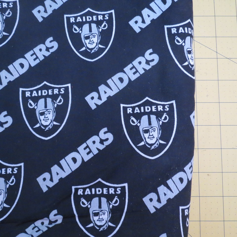 Cotton Quilt Fabric Raiders Football Black Grey 27" x 58" Craft ...