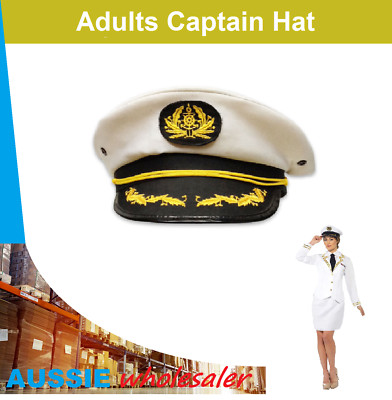AU Captain Hat Sea Marine Peaked Cap Sailor Fancy Dress Costume ...