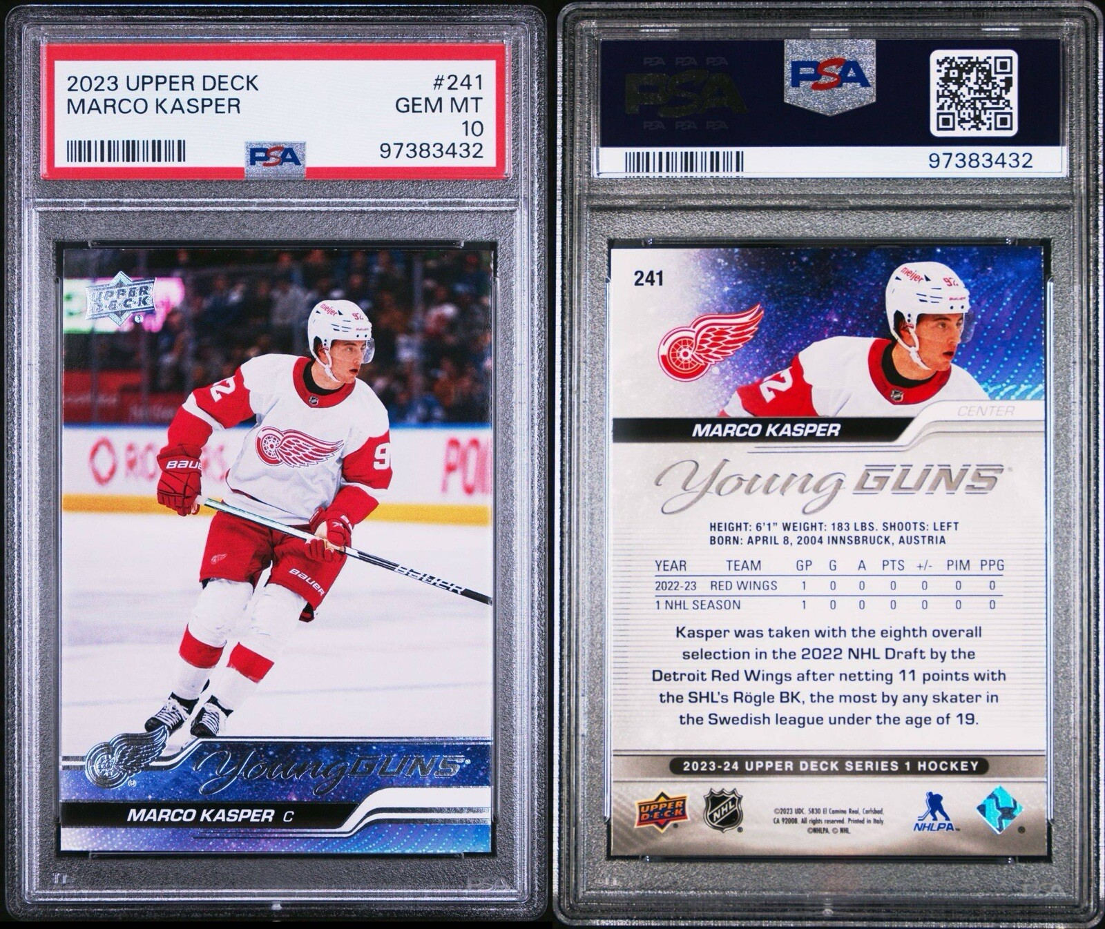 Marco Kasper Young Guns RC 2023-24 Upper Deck S1 Rookie Graded PSA 10 🔥 ...