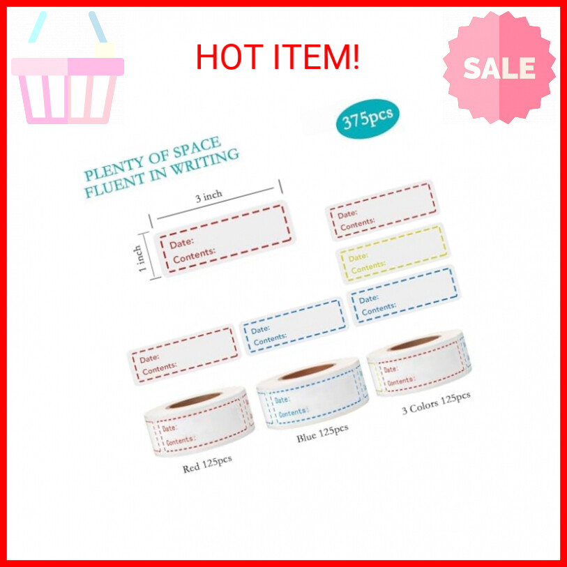 375pcs Removable Freezer Labels, 1 x 3 inch Self-Adhesive Food Storage ...