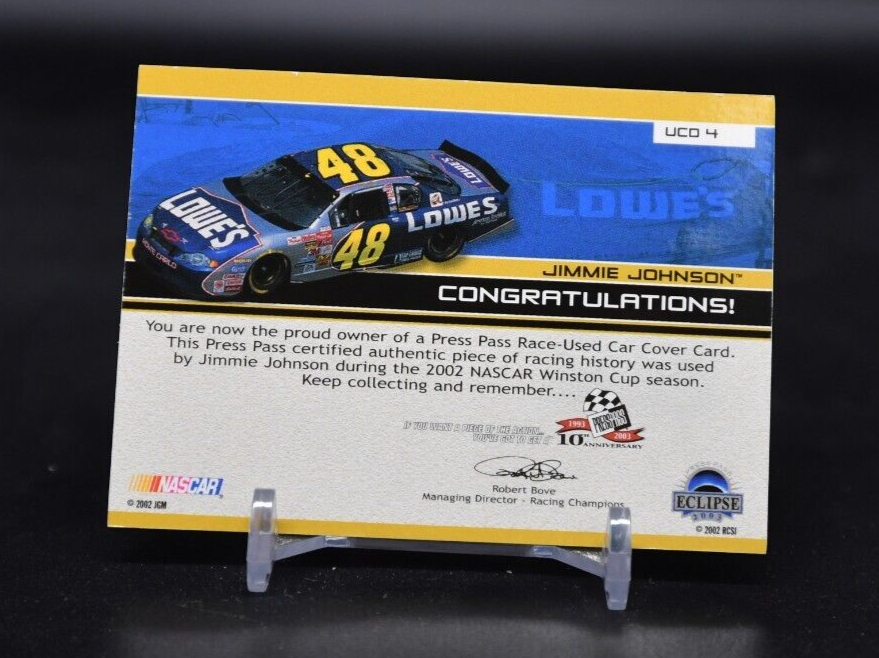 JIMMIE JOHNSON 2002 PRESS PASS RACE USED CAR COVER UNDER COVER #/450 ...