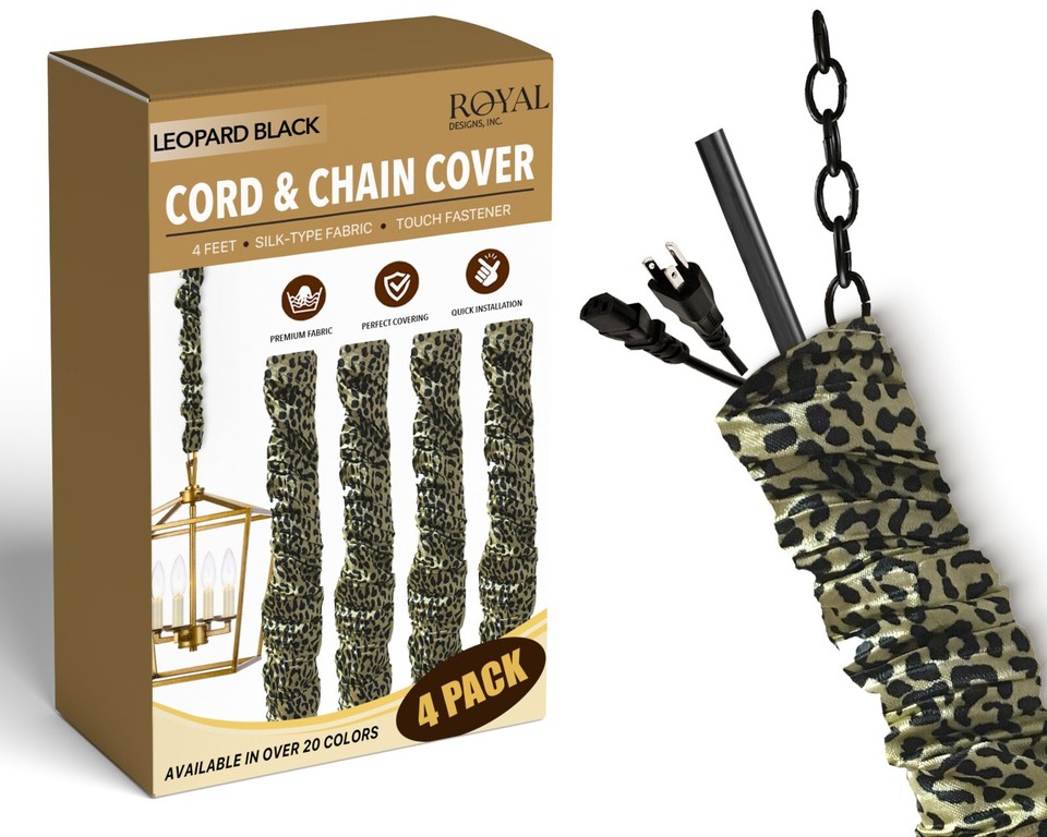 Royal Designs, Inc. Decorative Fabric Cord Cover Chandelier Chain Cover ...