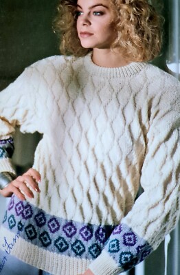 1980s Diamond Lattice Longline Fair Isle Trim DK Thorobred 1169 ...