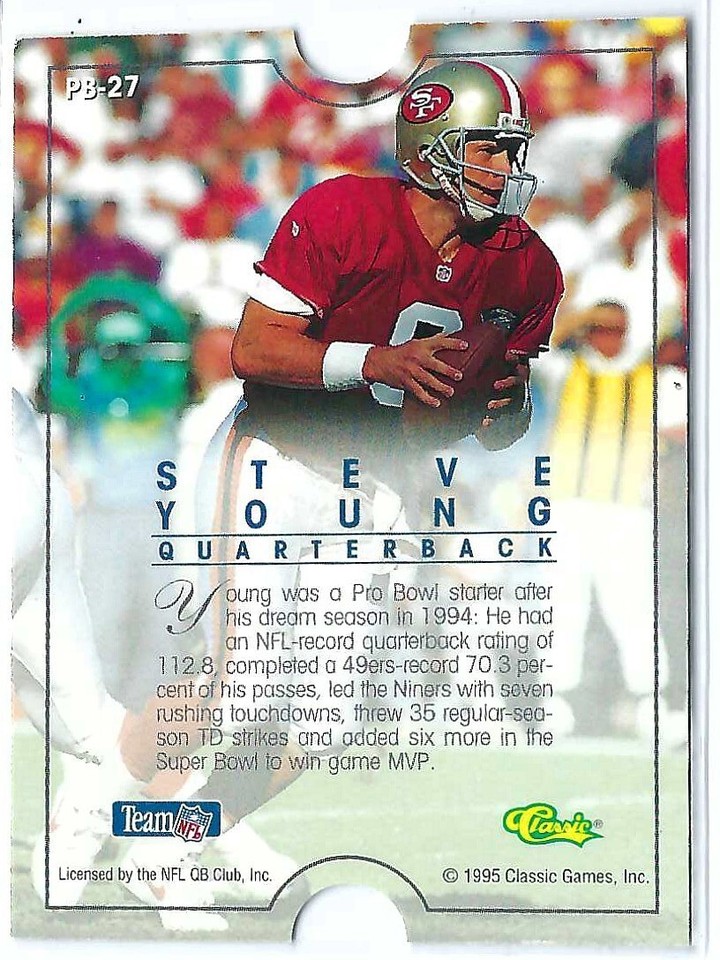 1995 Classic Pro Line Pro Bowl Hawaii Steve Young - San Francisco 49ers ...