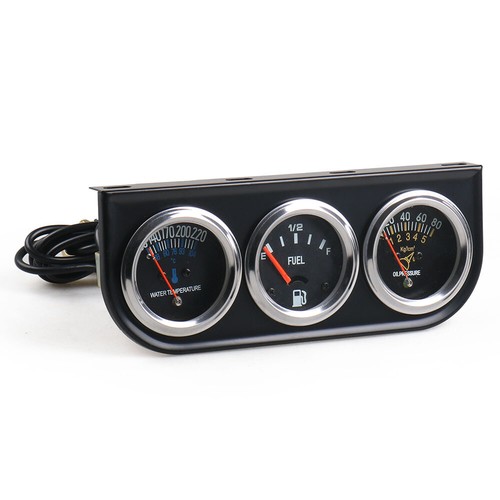 2" 52mm 3in1 Car Triple Gauge Kit Oil Pressure Water Temp Fuel Level ...