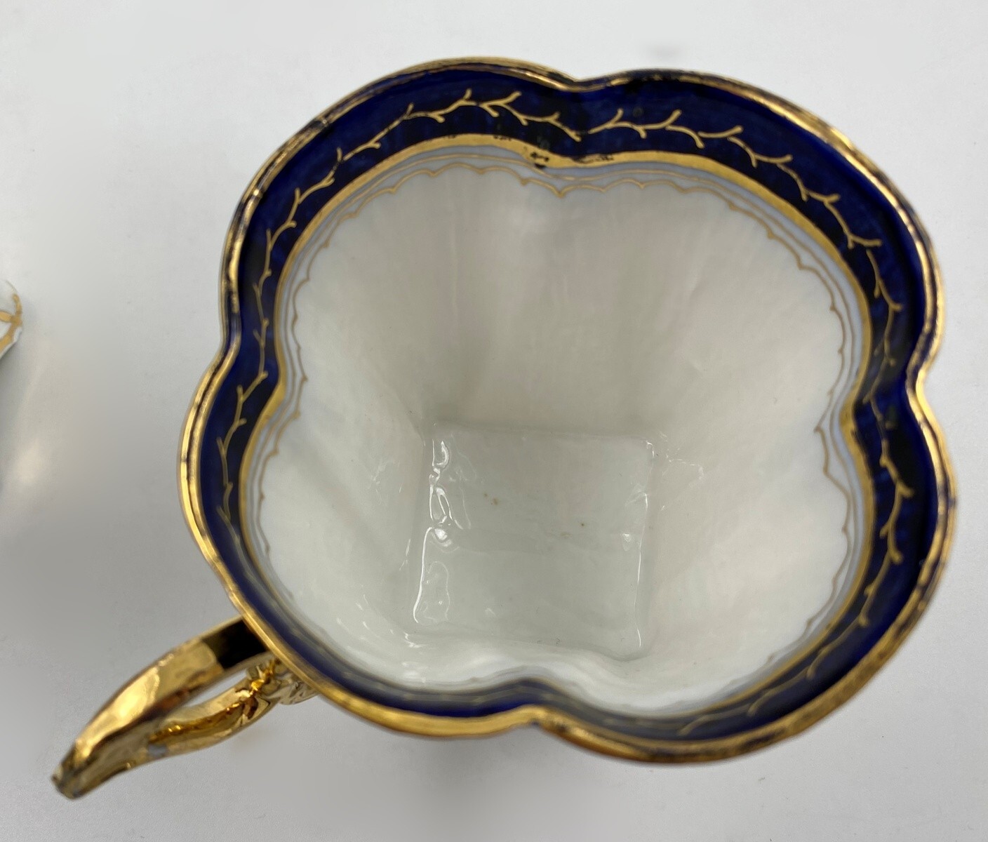 Beautiful Set of Two Cups & One Saucer Cobalt Blue Gold White Ornate ...