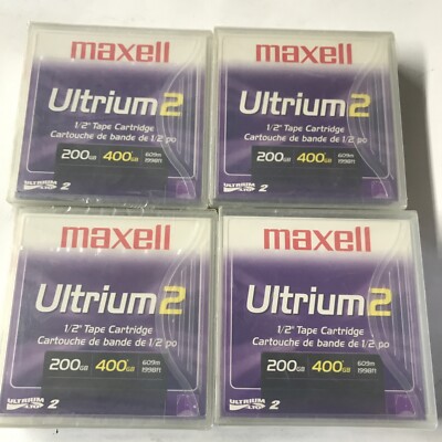 Lot of 4 NEW Maxell LTO Ultrium 2 (1/2") Tape Cartridges 400GB | eBay