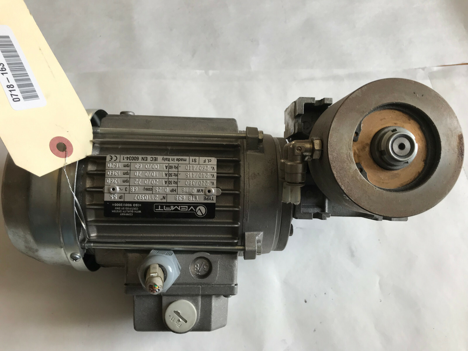 VEMAT VTB 63B ELECTRIC MOTOR 440v .25hp 1360/1620rpm,SITI MI 30 M6,F.11 ...