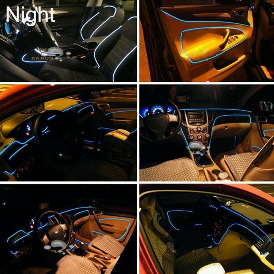 Blue LED Auto Car Interior Decor Atmosphere Wire Strip Light Lamp ...