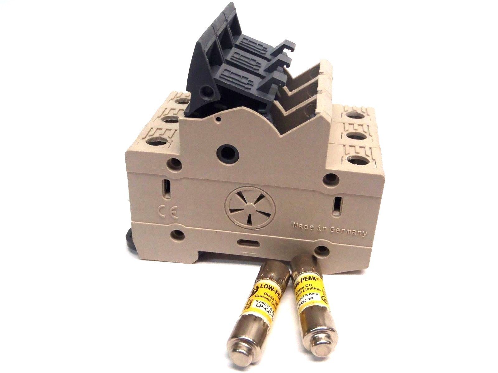 Weidmuller WSI 25 3 30A 600V Class CC 3 Pole Holder W 2 Low Peak LP CC weidmuller-wsi-25-3-30a-600v-class-cc-3-pole-holder-w-2-low-peak-lp-cc