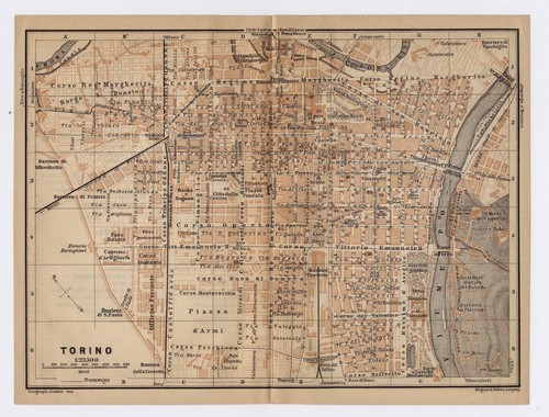 1899 ORIGINAL ANTIQUE CITY MAP OF TURIN TORINO / PIEDMONT / ITALY | eBay