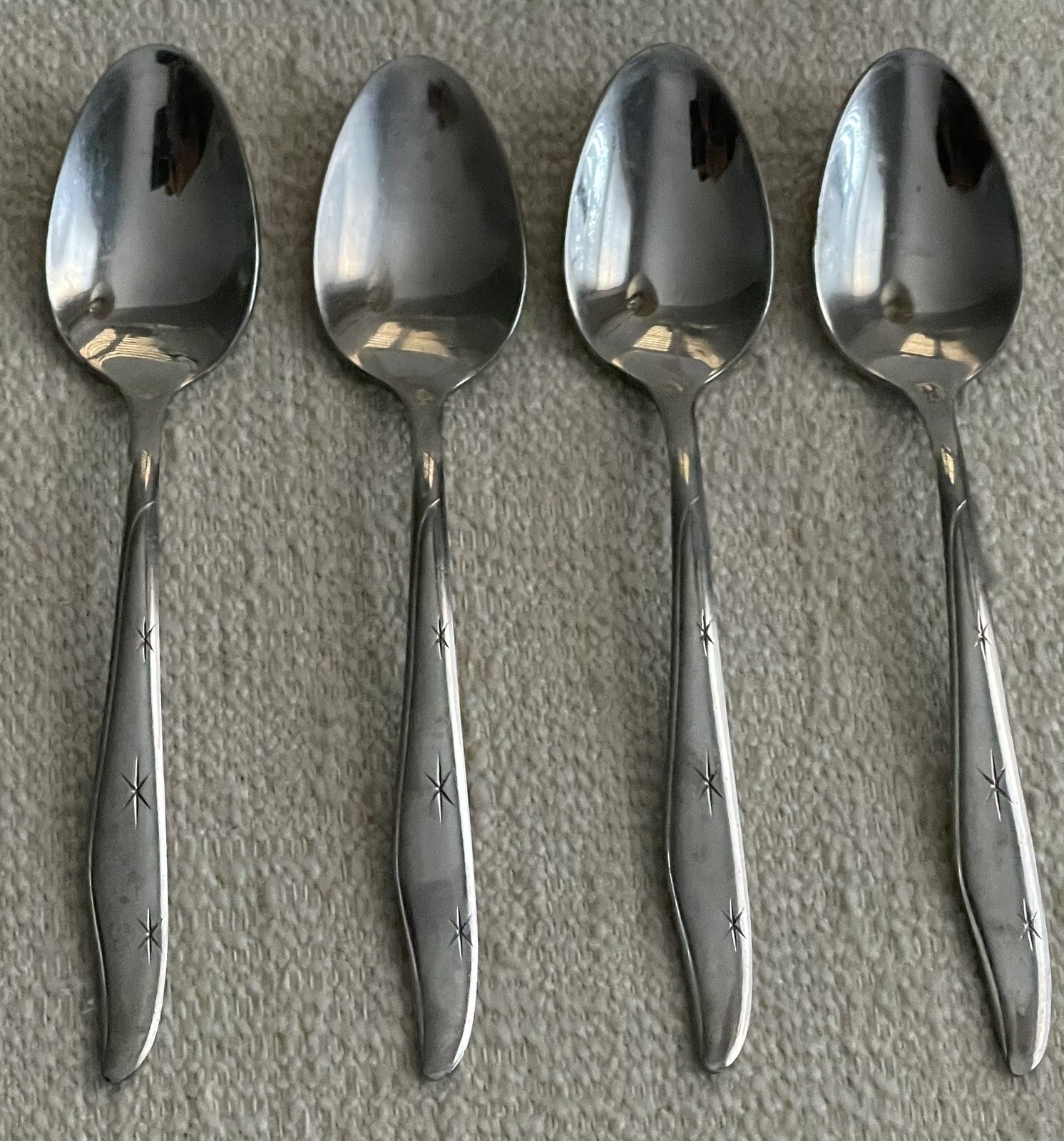 Mar-Crest Stainless CITATION 4 Oval Soup Spoons 7 1/8" Atomic Starburst ...