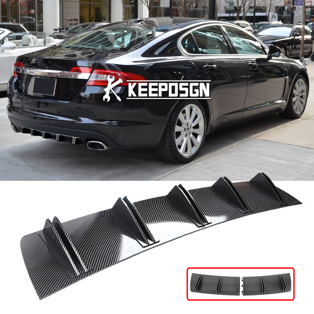 For Jaguar XF XE 4-Door Carbon Look Rear Bumper Diffuser 10 Shark Fin ...