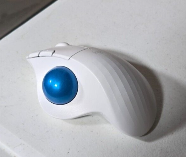 Logitech ERGO M575 Wireless Trackball - RARE Dark Blue Ball- Off-White ...