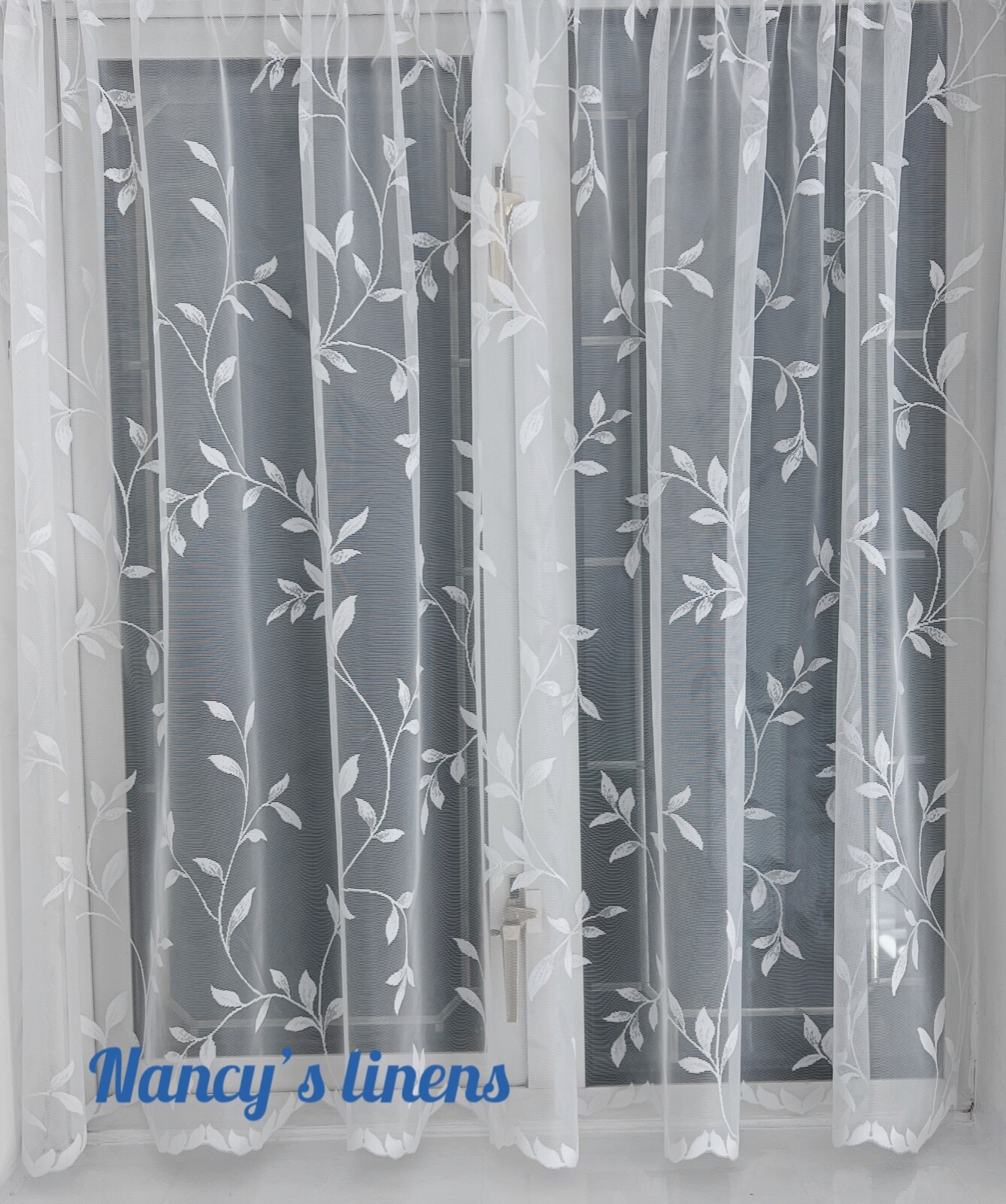 White Lace Window Net Curtain Slot Top Heading - Ready to Hang - Sold ...