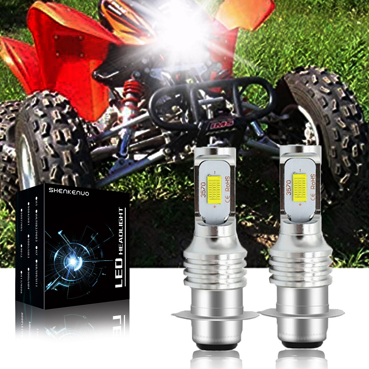 For Honda Sportrax TRX250EX TRX300EX TRX400EX - White H6 LED Headlight ...