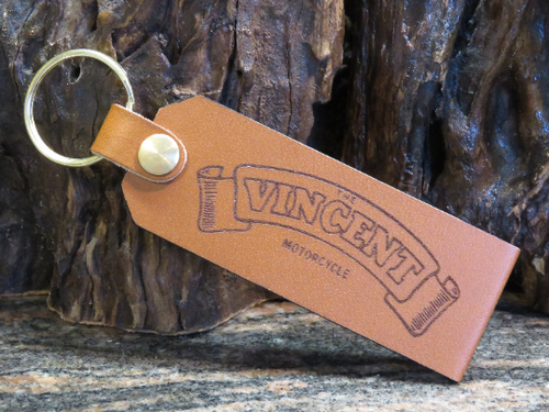 VINCENT motorcycle key chain DOUBLE SIDED leather key ring 2473 | eBay