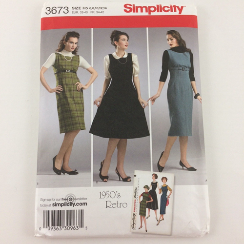 Simplicity 3673 1950s Retro Dress Jumper Skirt Pattern Uncut Size 6 8 ...