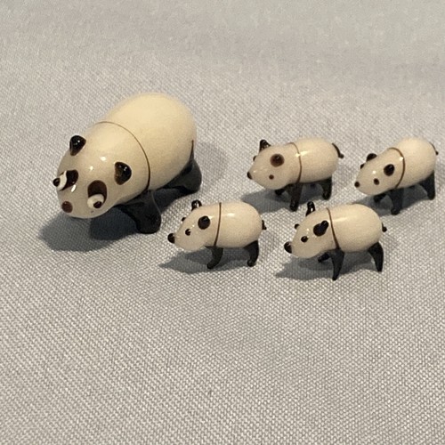 Tiny~Miniature Glass Panda Family of 5 Figurines | eBay