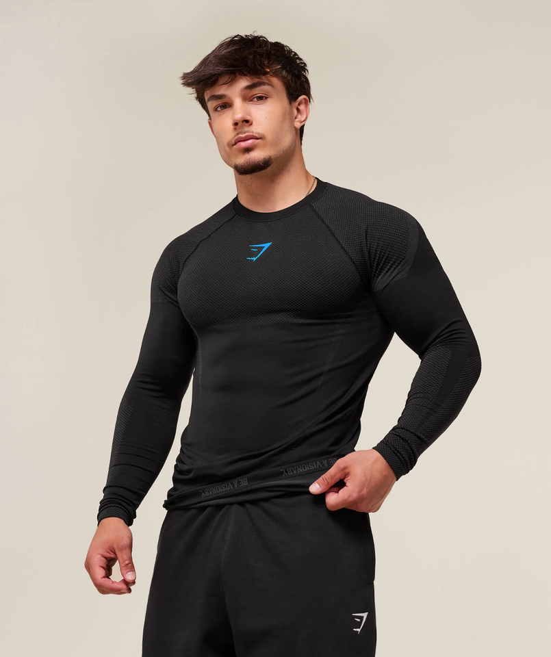 Gymshark Onyx 5.0 Seamless L/S T-Shirt Black /Onyx Grey Size 3XL | IN ...