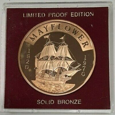 1970 Mayflower 350th Anniversary (45mm) Solid Bronze Proof Medal in ...