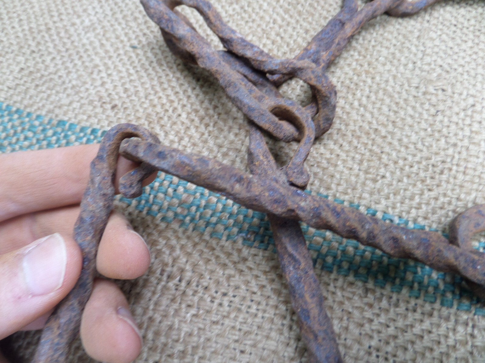 ANTIQUE CHIMNEY CHAIN HEARTH FIREPLACE COOKING TRAMMEL HOOK TWISTED ...