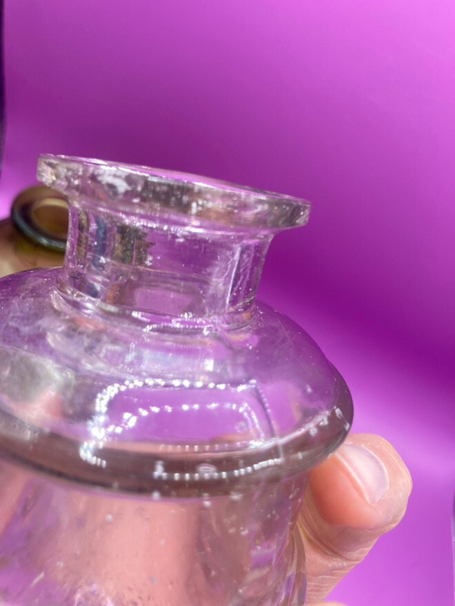 4 Antique & Vintage Glass Ink Well Bottles Unique Carter's Higgins Etc ...