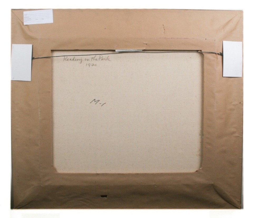 "Reading in the Park" by Montrec, Oil on Canvas, 20" x 24" Framed 1970 ...