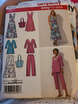 Simplicity Sewing Pattern 4220 Skirt Pants Dress Tunic Bag Misses Size ...
