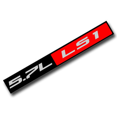 BLACK/RED METAL 5.7L LS1 ENGINE RACE MOTOR SWAP BADGE FOR TRUNK HOOD ...