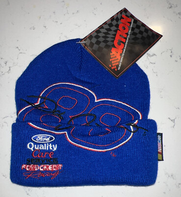 Vintage NASCAR Dale Jarrett Ford Racing 88 Embroidered Beanie Knit Hat ...