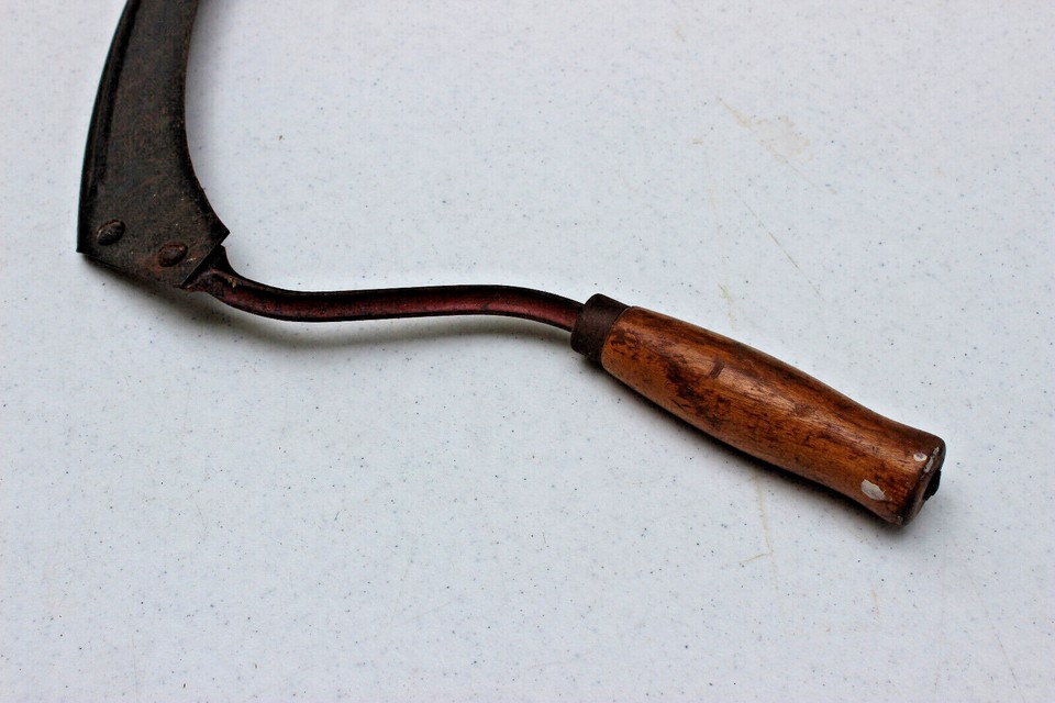 VINTAGE WORTHINGTON WOOD HANDLE SCYTHE SICKLE WOOD HANDLE GREAT ...