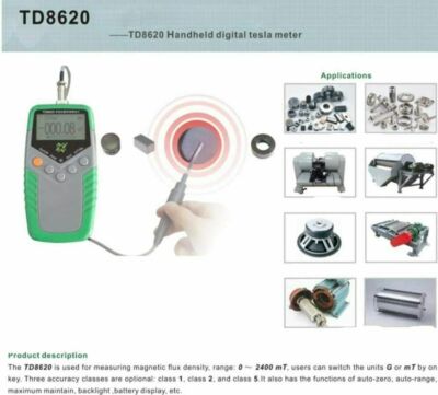 TD8620 Gauss Meter Handheld Tesla Meter Magnet Teslameter 1% 2% 5% ...
