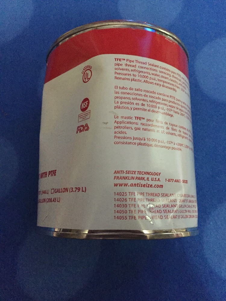 TFE 14025 Pipe Thread Sealant with PTFE, 1 quart, New! | eBay