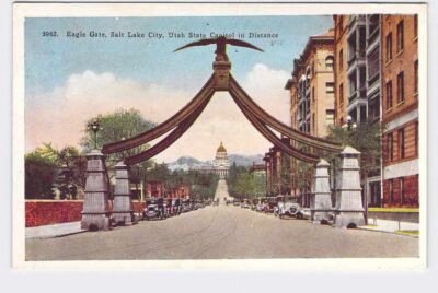 PPC Postcard UT Utah Salt Lake City Eagle Gate State Capitol In ...