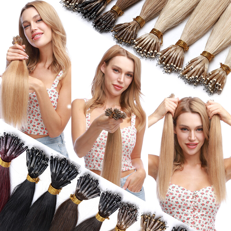 Thick Nano Ring Link Hair Extensions Remy Human Hair Nano Beads ...