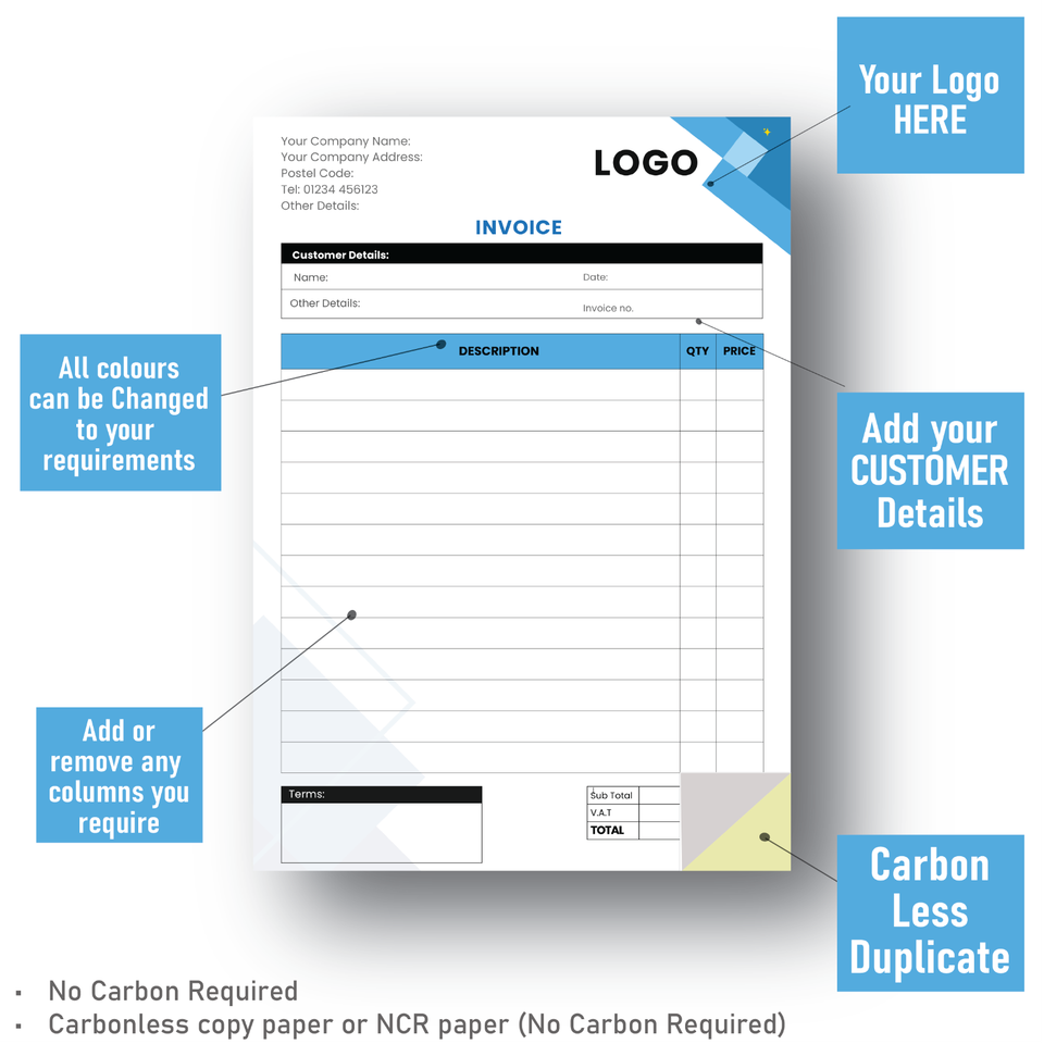 Personalised A4/A5/A6 Duplicate Invoice Book • Order Pad • NCR Pad ...
