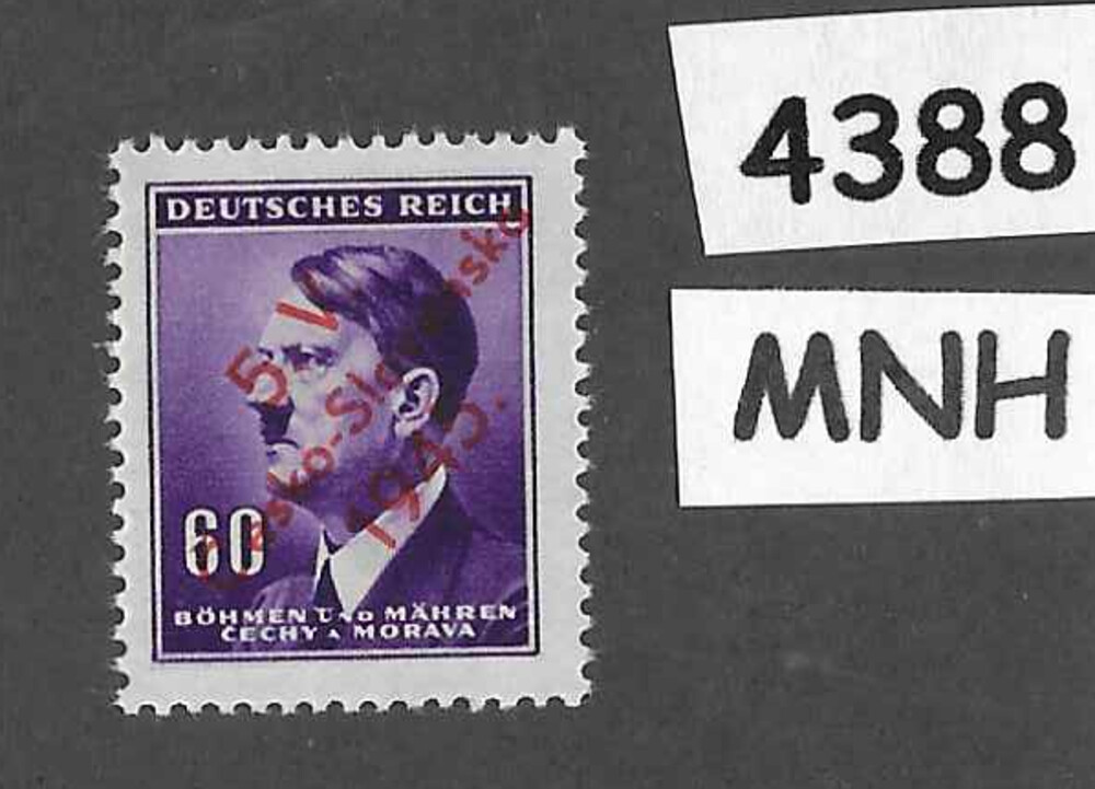 #4388 MNH stamp Adolf Hitler Sc66 60Hal BaM WWII 1945 Local Overprint ...