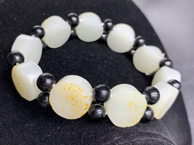 10x BIG Large Mutton Fat Jade Drum Beads Bracelet 72g Vintage | eBay