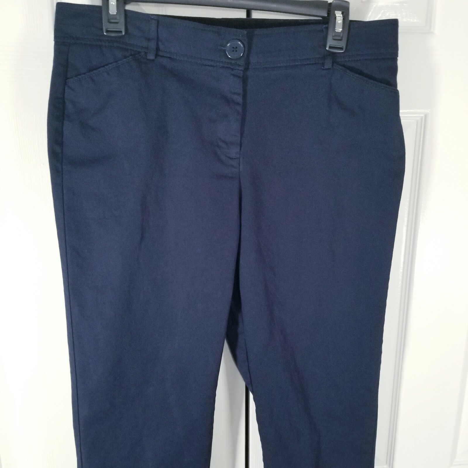 Counterparts Women’s Navy Blue Capri Pants Ankle Decor Elastic Waist Sz ...