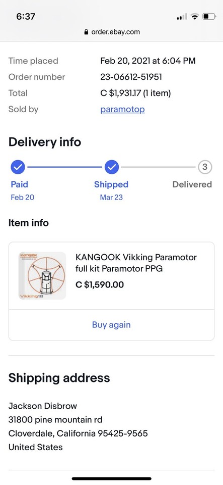 Kangook paramotor frame | eBay
