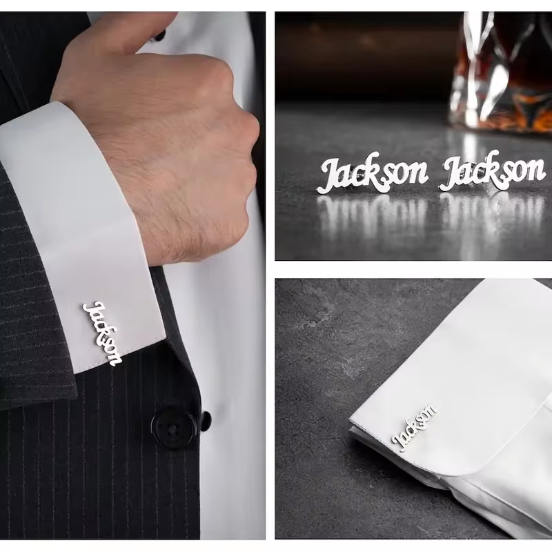 Custom Personalized Name Cufflinks Pair Jewelry Men Women Stainless ...