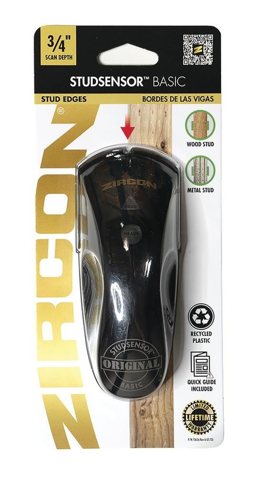 Zircon Stud Sensor Basic SL Stud Finder 3/4" 19mm Scan Depth 9v Battery ...